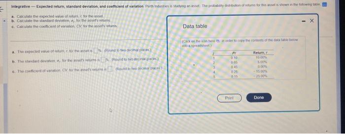 Solved c. Calculate the coeftcient of varuation eV, for tho | Chegg.com