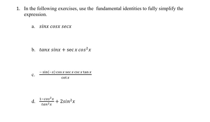 Solved 1. In the following exercises, use the fundamental | Chegg.com