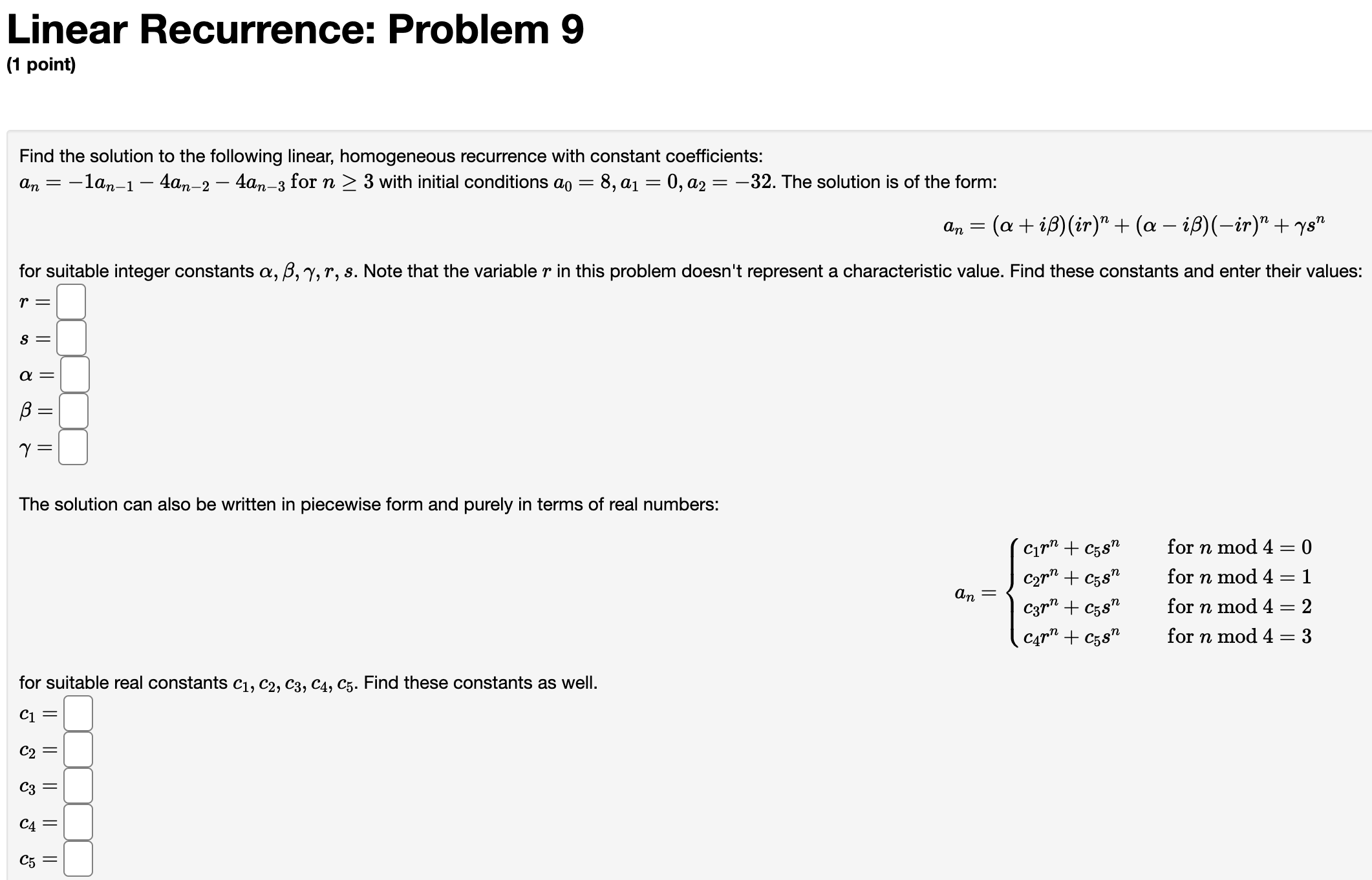 Solved Find the solution to the following linear, | Chegg.com