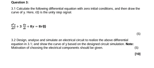 Solved Question 3:3.1 ﻿Calculate the following differential | Chegg.com