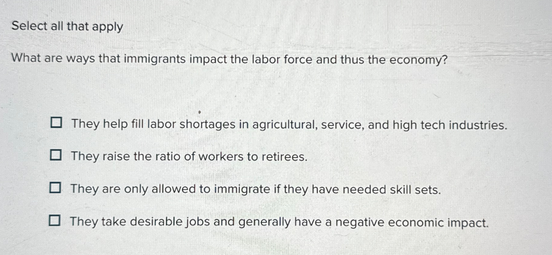 Solved Select all that applyWhat are ways that immigrants | Chegg.com