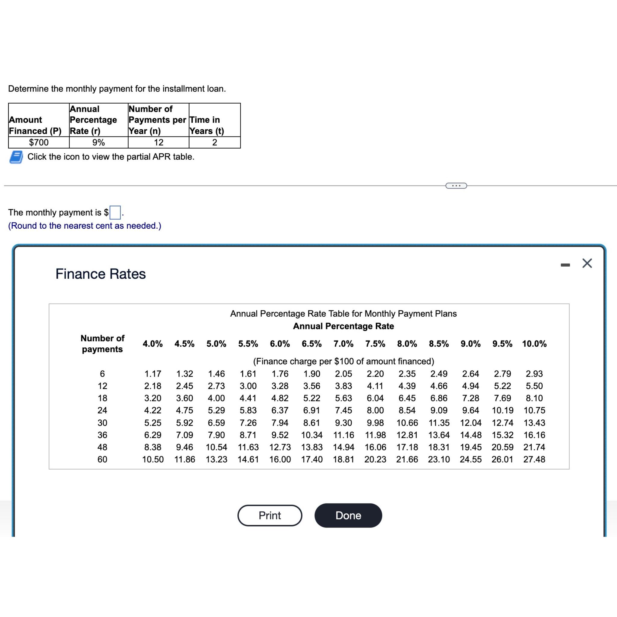 Determine the monthly payment for the installment | Chegg.com