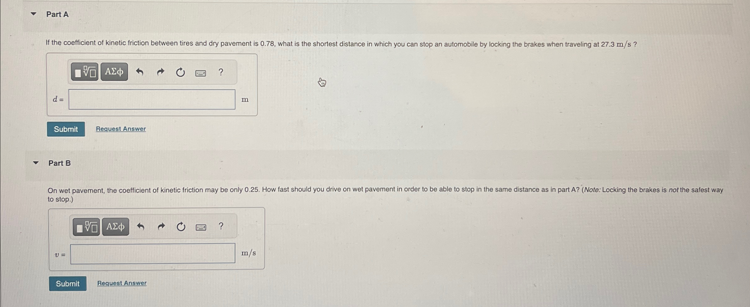 Solved Part AIf the coefficient of kinetic friction between | Chegg.com