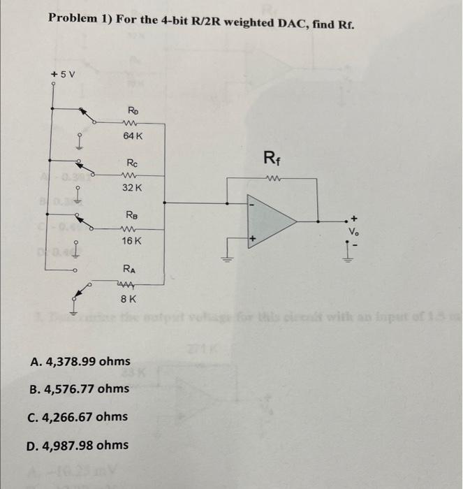 Solved Problem 1) For the 4-bit R/2R weighted DAC, find Rf. | Chegg.com