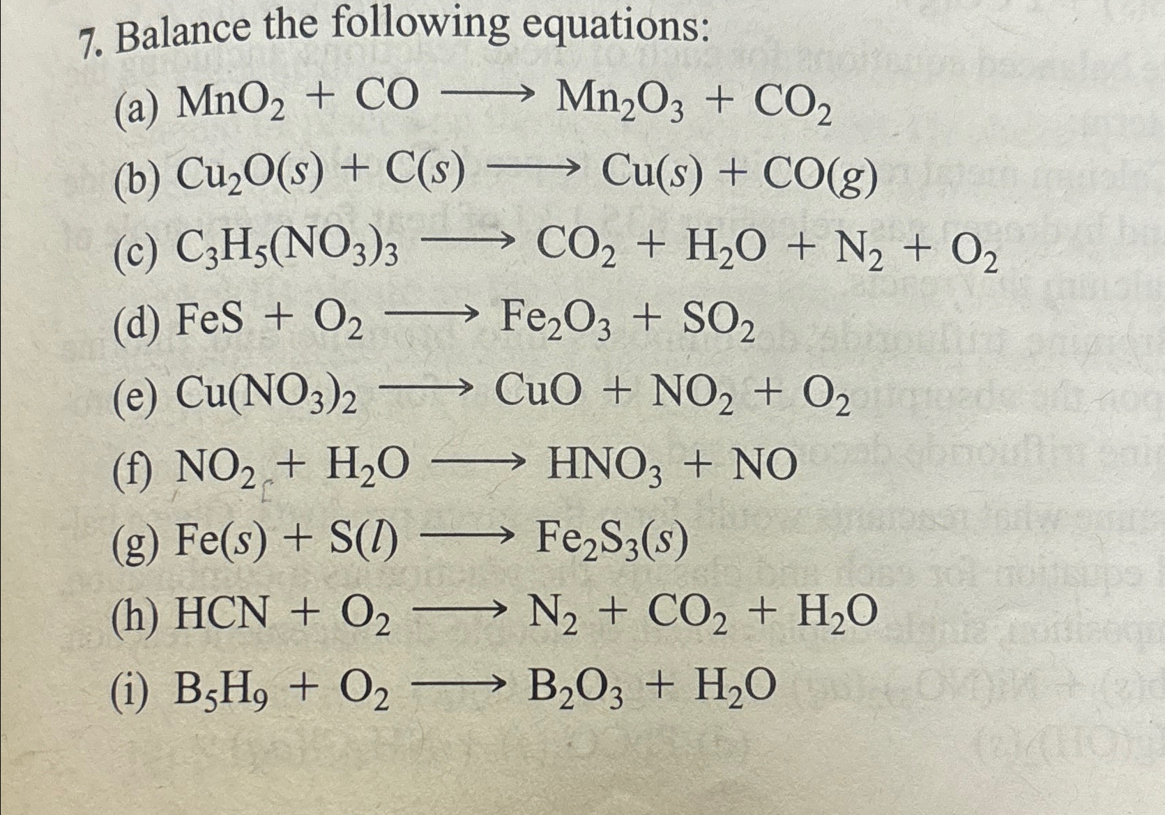 Solved Balance the following | Chegg.com
