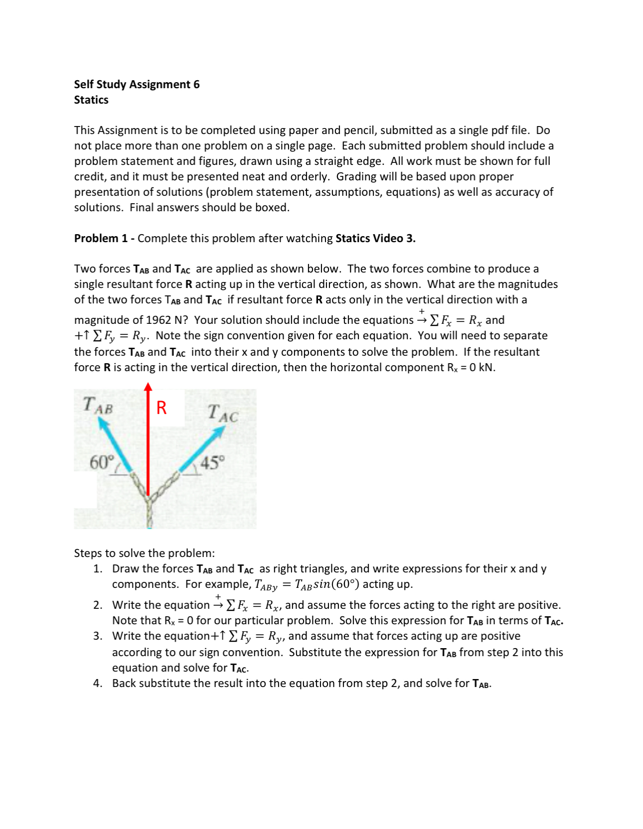 Solved Self Study Assignment 6StaticsThis Assignment is to | Chegg.com