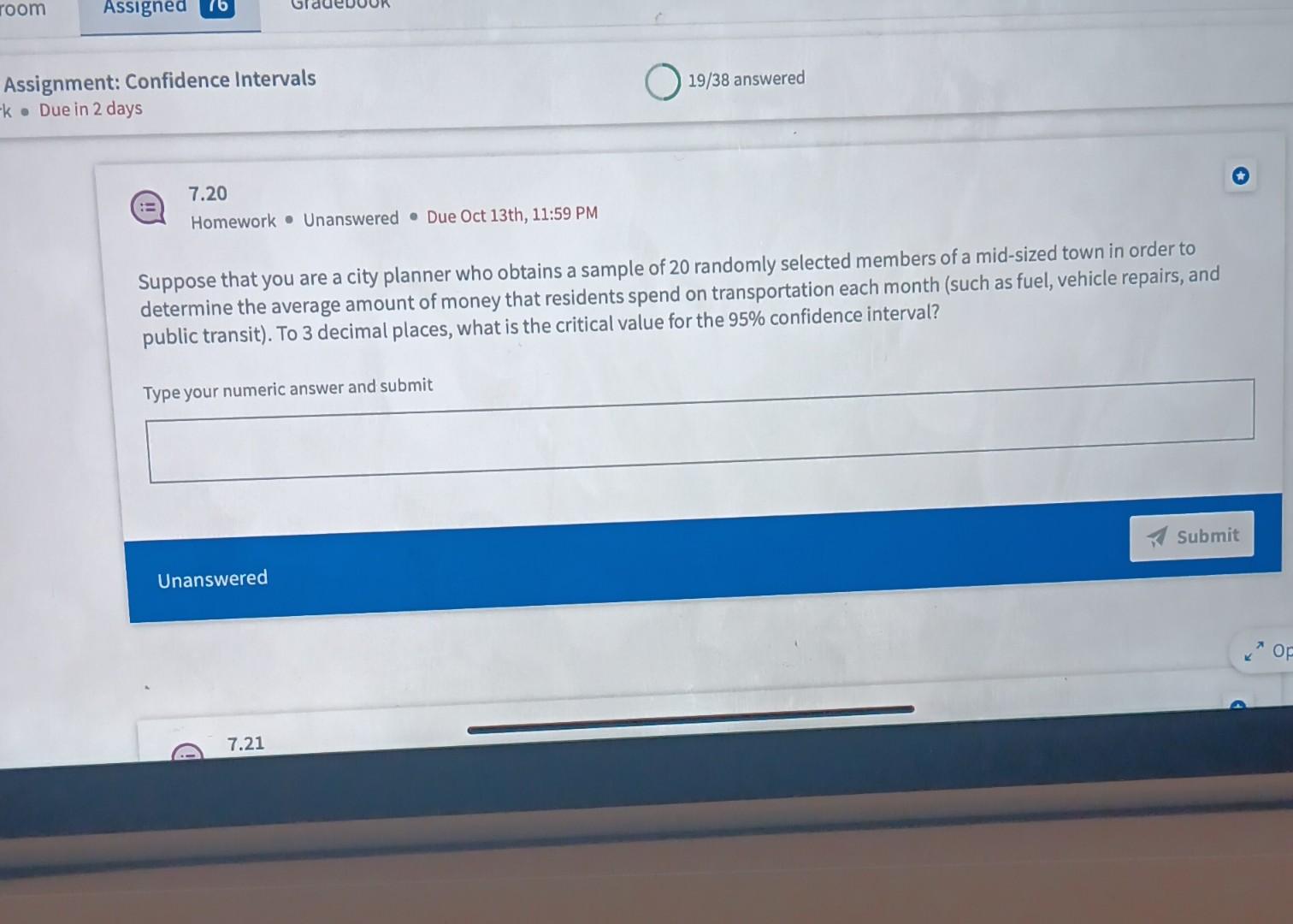 Solved 7.20 Homework ⋅ Unanswered ⋅ Due Oct 13th, 11:59 PM | Chegg.com