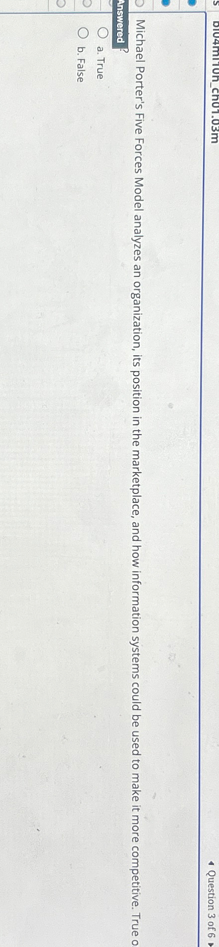 Solved Question 3 ﻿of 6Michael Porter's Five Forces Model | Chegg.com