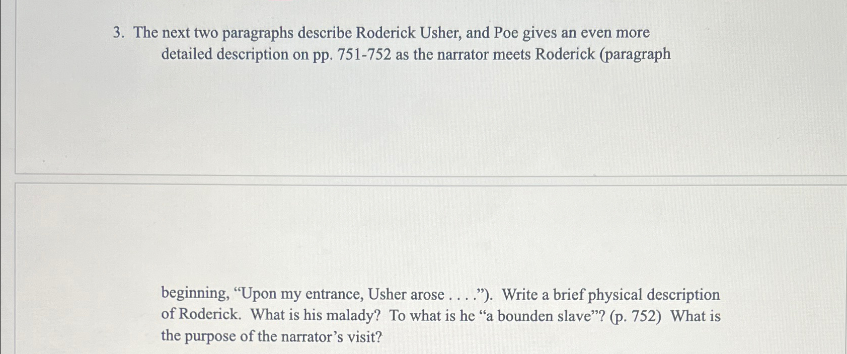 Solved The next two paragraphs describe Roderick Usher, and | Chegg.com