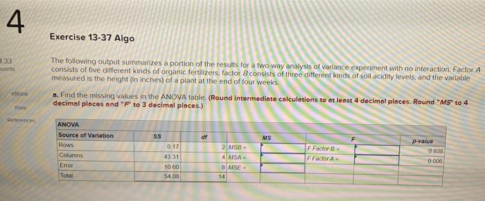 Solved 4 Exercise 13-37 Algo 333 ints The following output | Chegg.com