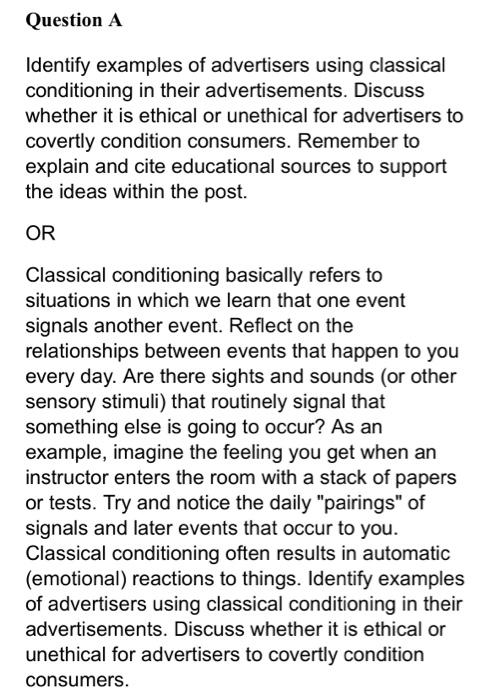 Solved Question A Identify examples of advertisers using | Chegg.com Solved Question A Identify examples of advertisers using | Chegg.com