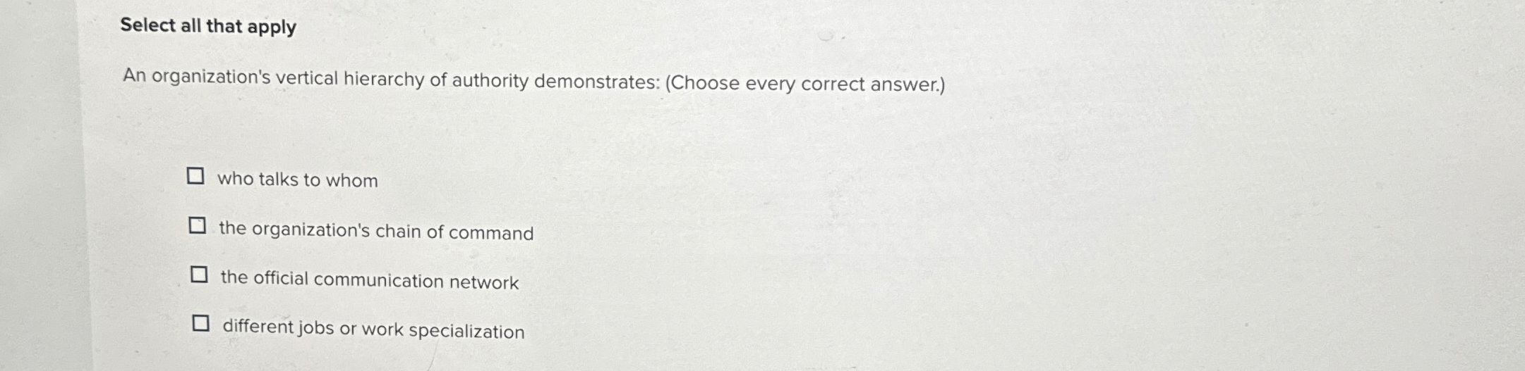 Solved Select all that applyAn organization's vertical | Chegg.com