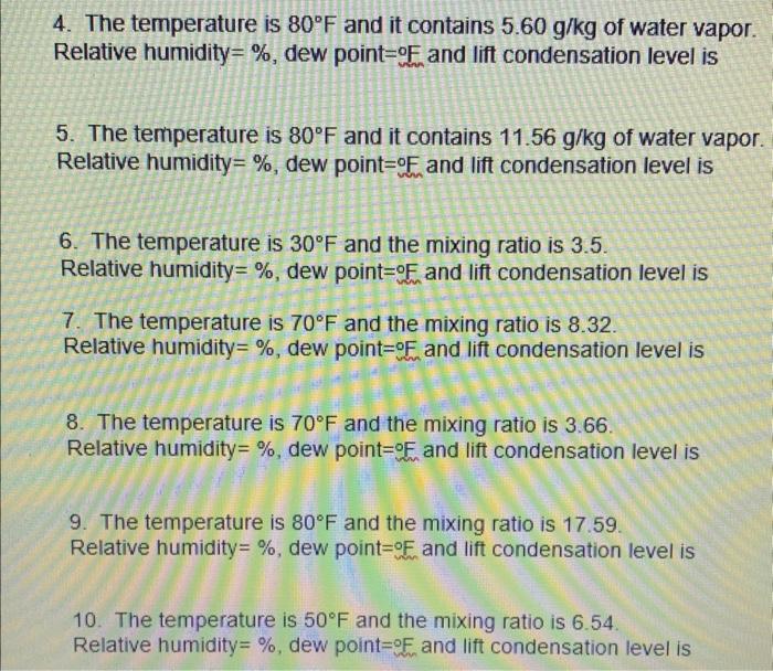 Solved determine the relative humidity, dewpoint, and | Chegg.com