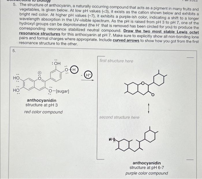 Solved 5. The structure of anthocyanin, a naturally | Chegg.com