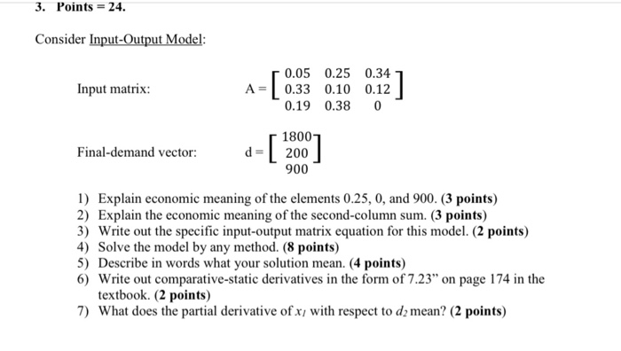 Solved 3. Points = 24. Consider Input-Output Model: Input | Chegg.com