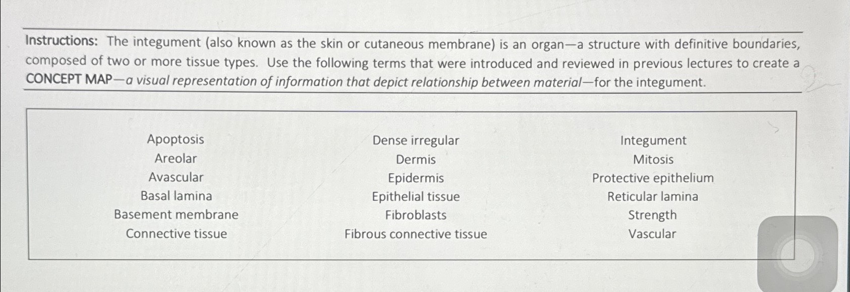 Solved Instructions: The integument (also known as the skin | Chegg.com