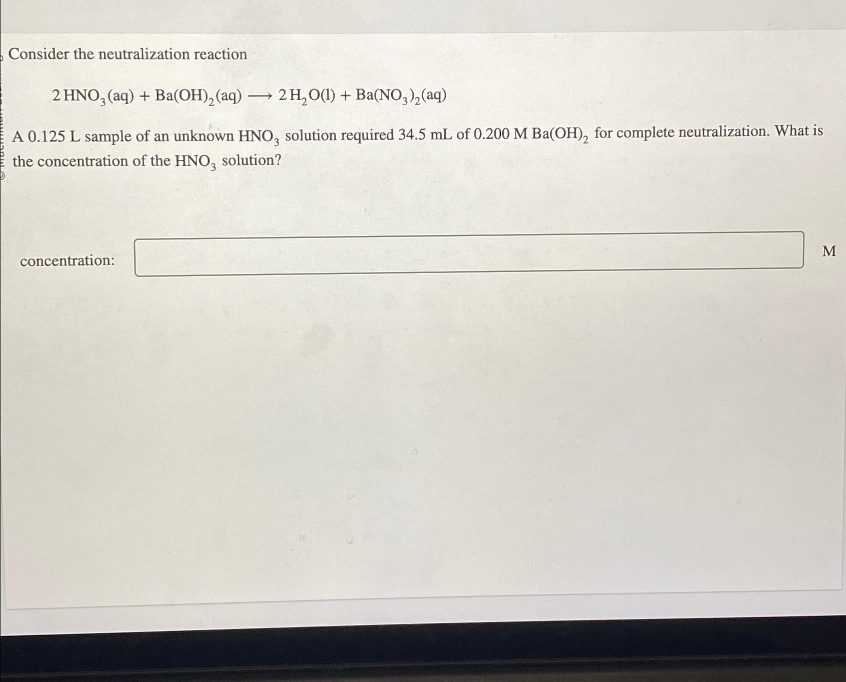 Consider the neutralization | Chegg.com