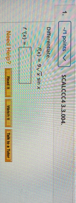 Solved 3. - 1 points ~ SCALCCCA 3.3.007. Differentiate with | Chegg.com Solved 3. - 1 points ~ SCALCCCA 3.3.007. Differentiate with | Chegg.com