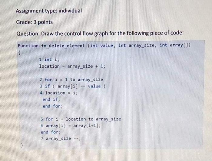 Solved Assignment type: individual Grade: 3 points Question: | Chegg.com