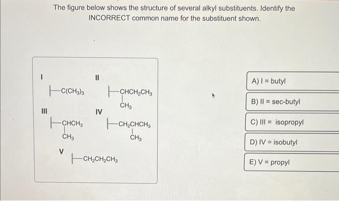 Solved The figure below shows the structure of several alkyl | Chegg.com