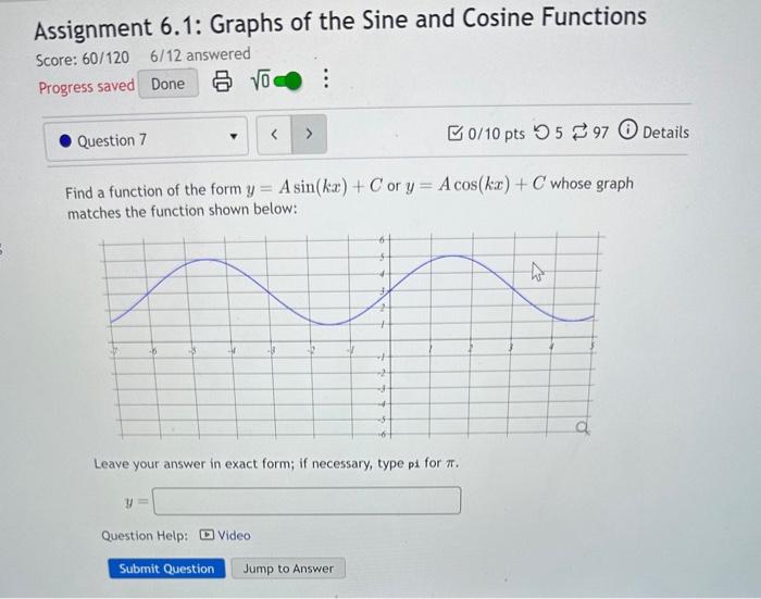 Solved Assignment 6.1: Graphs of the Sine and Cosine | Chegg.com