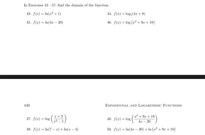 Solved In Exercises 43−57, find the domain of the function. | Chegg.com