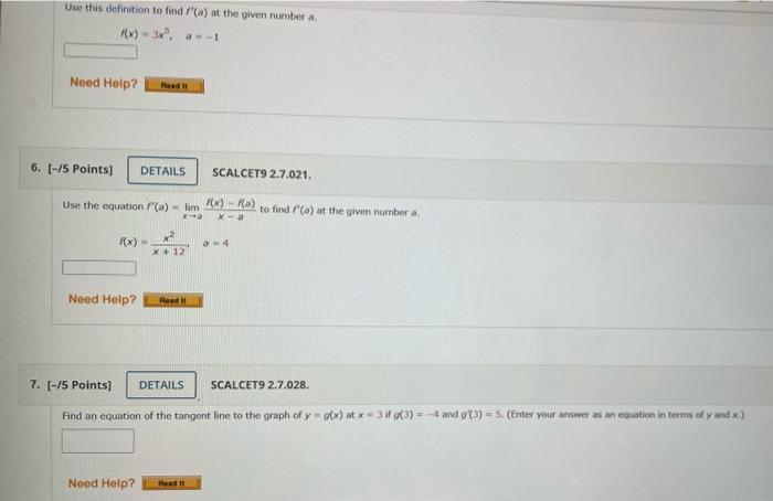Solved Use this definition to find f′(a) at the given number | Chegg.com