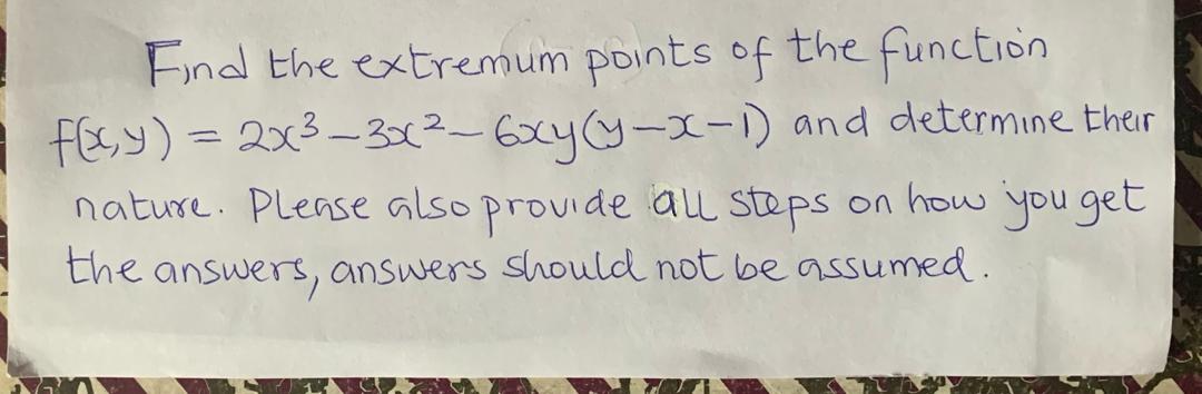 Solved Find the extremum points of the | Chegg.com