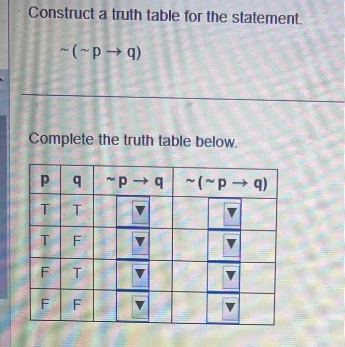 Solved Construct A Truth Table For The Given Statement ∼q→p