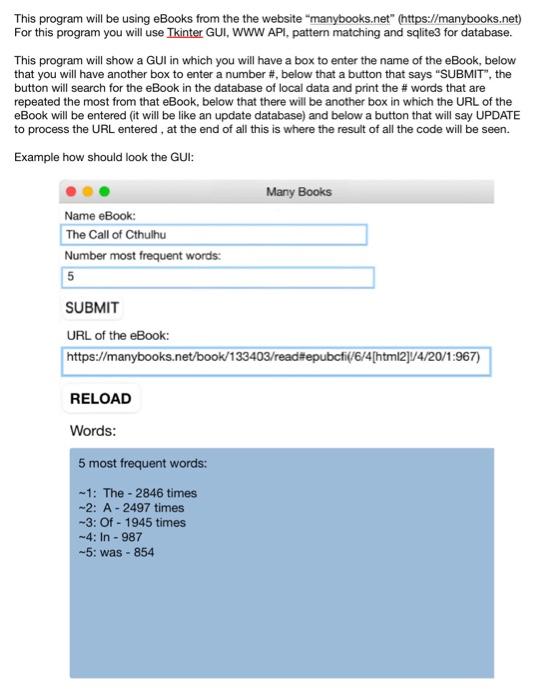 Solved This program will be using eBooks from the the | Chegg.com