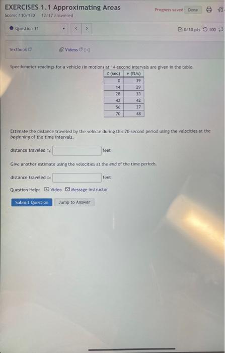 Solved Speedometer readings for a vehicie (in motion) at | Chegg.com