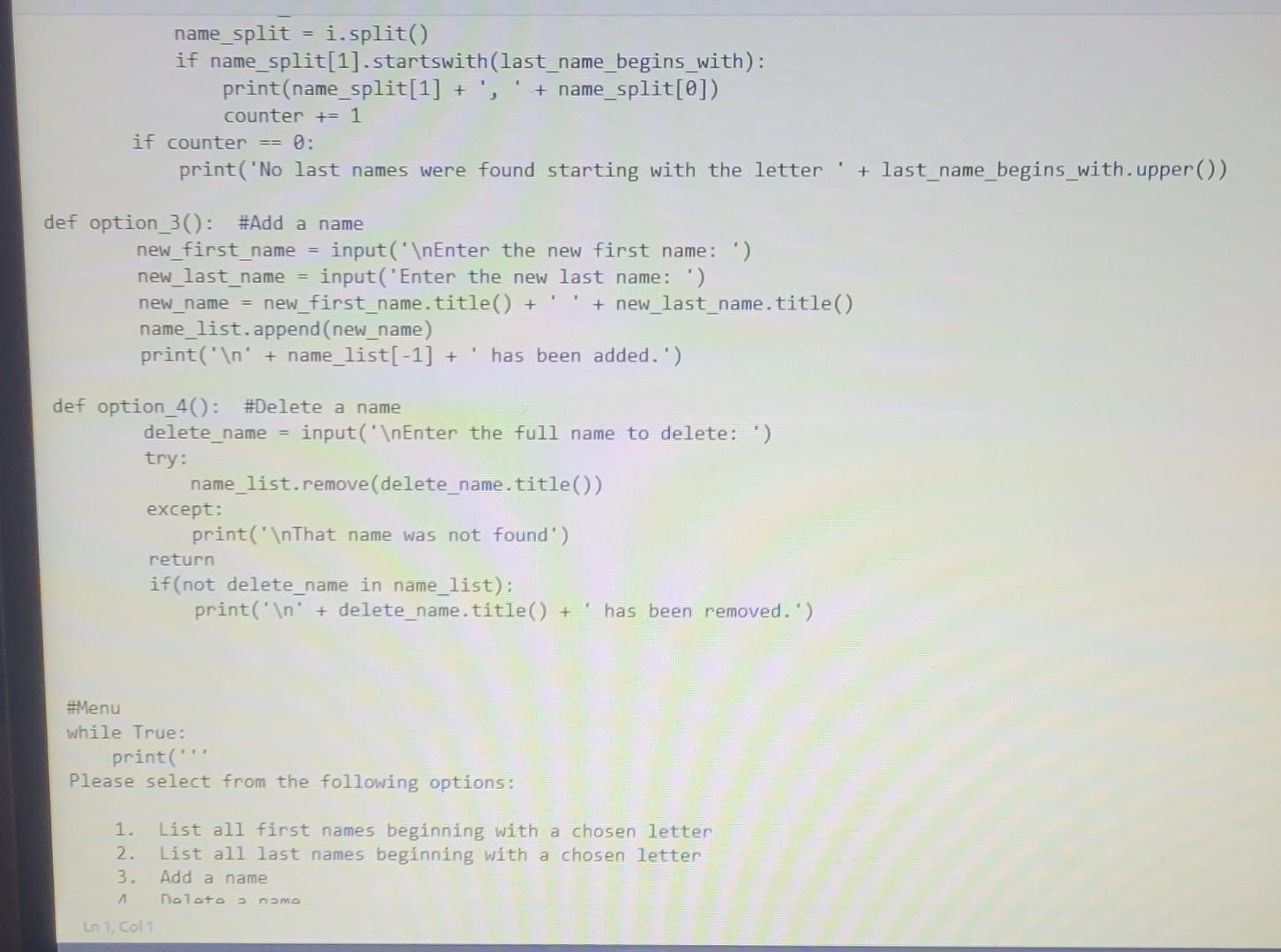 Solved name_list =[ 'Constance Castillo', 'Kerry Goodwin', | Chegg.com