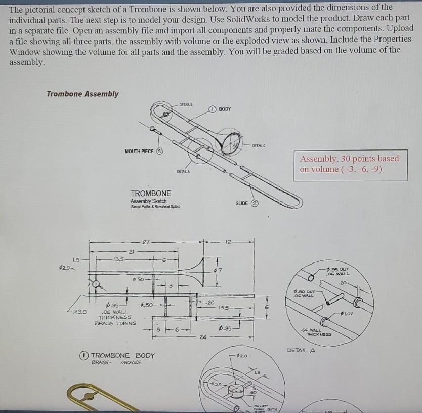 The pictorial concept sketch of a Trombone is shown | Chegg.com