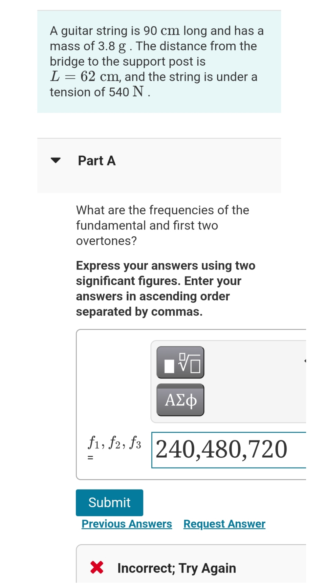 Solved A guitar string is 90cm ﻿long and has a mass of 3.8g. | Chegg.com