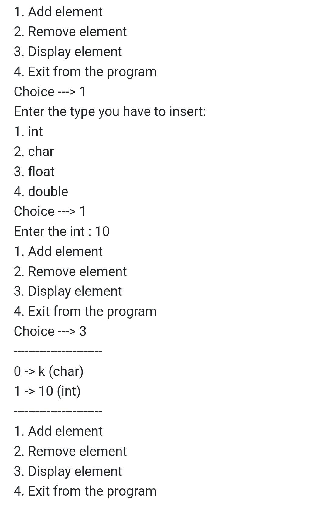 Solved provide a menu to manipulate or display the value of | Chegg.com