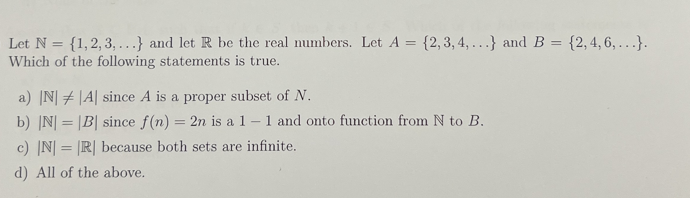 Let N={1,2,3,dots} ﻿and let R ﻿be the real numbers. | Chegg.com