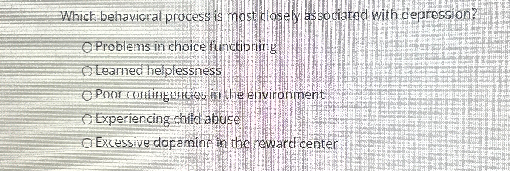 Solved Which behavioral process is most closely associated | Chegg.com