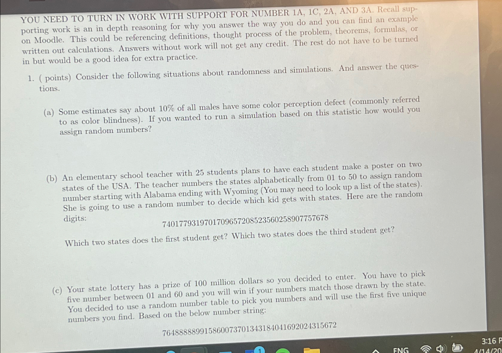 Solved Just need to see how to solve 1A and 1C | Chegg.com
