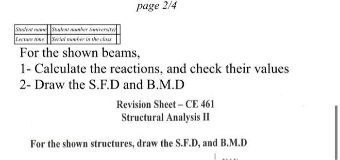 Solved page 2/4 Student name Student number (university | Chegg.com