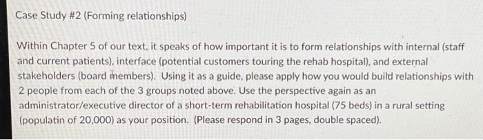 Solved Case Study \#2 (Forming relationships) Within Chapter | Chegg.com