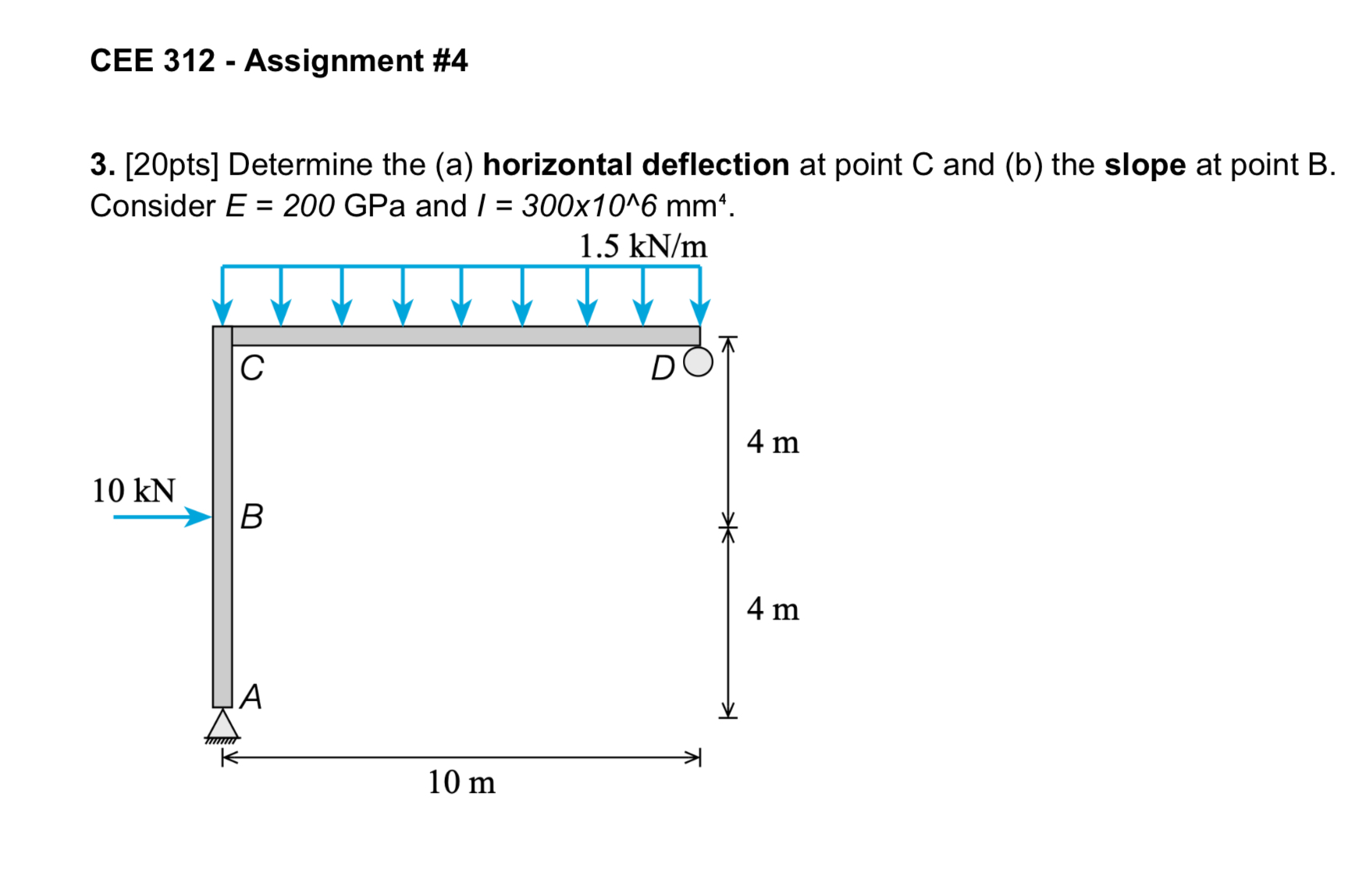 Solved CEE 312 - ﻿Assignment #43. [20pts] ﻿Determine the (a) | Chegg.com
