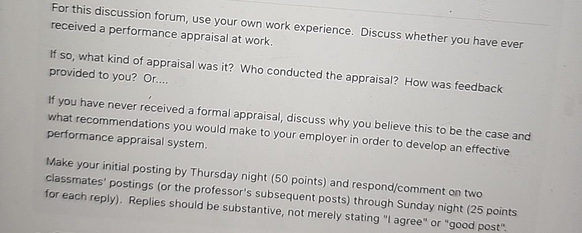 Solved For this discussion forum, use your own work | Chegg.com