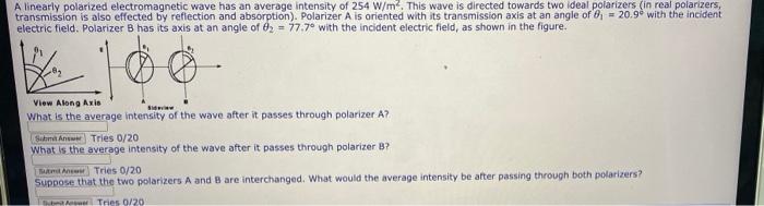 Solved A linearly polarized electromagnetic wave has an | Chegg.com