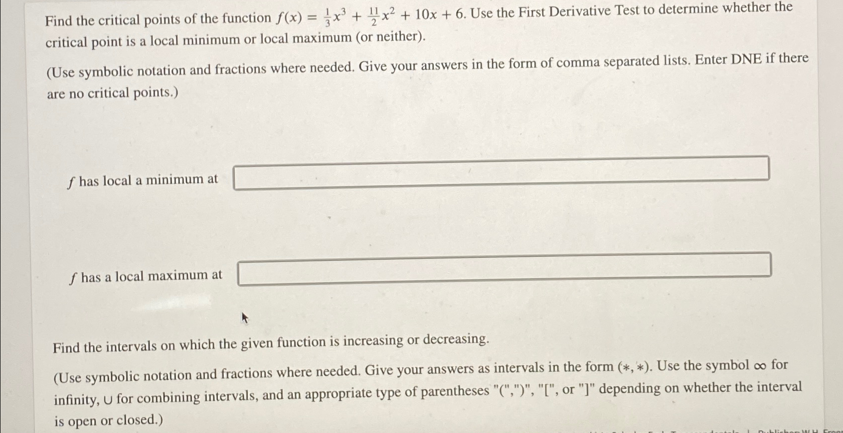Solved Find the critical points of the function | Chegg.com