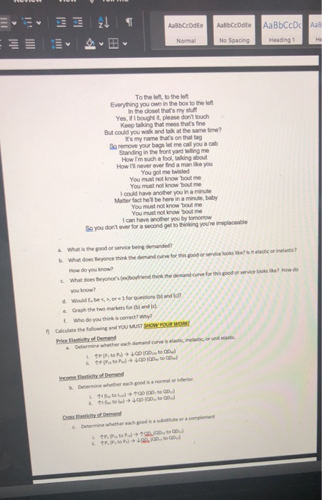 Solved Elasticity in real life! ON YOUR OWN TYPED DOCUMENT | Chegg.com