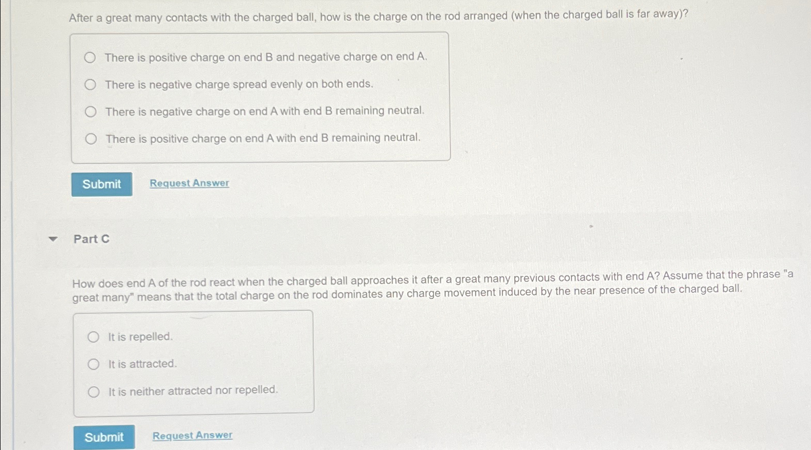 After a great many contacts with the charged ball, | Chegg.com