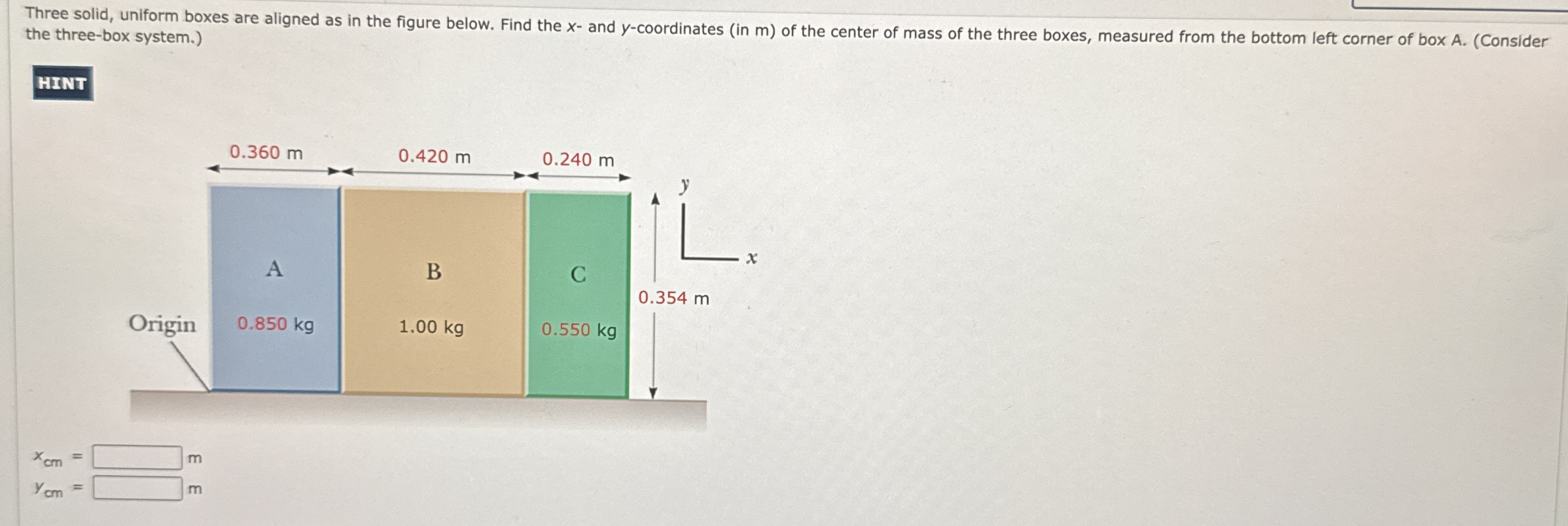 Solved Three solid, uniform boxes are aligned as in the | Chegg.com