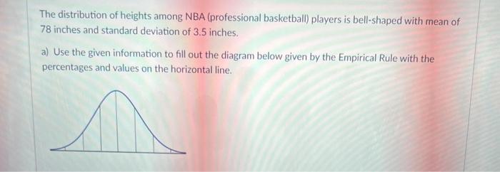 Solved The distribution of heights among NBA (professional | Chegg.com