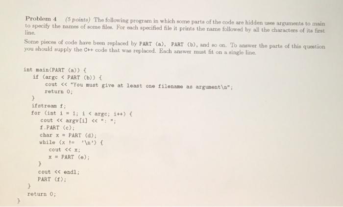 Solved Problem 4 (5 points) The following program in which | Chegg.com