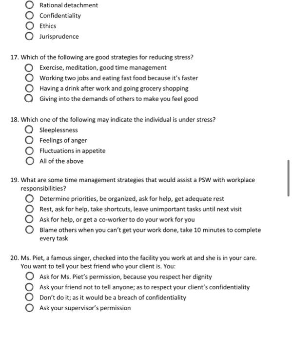 Rational detachment Confidentiality Ethics | Chegg.com